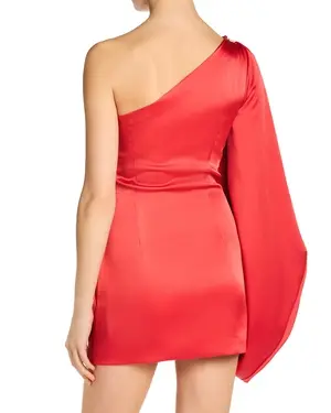 Stella McCartney One-shoulder Satin Mini Dress - Tomato