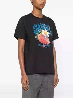 GANNI Graphic Print T-shirt - Black