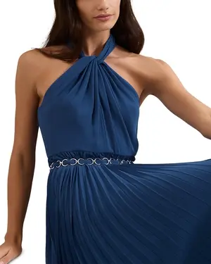 PHASE EIGHT Pleated Midi Dress With Halterneck