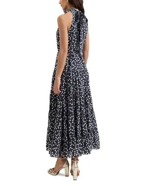 PHASE EIGHT Polka Dot Maxi Dress With Halterneck - Navy