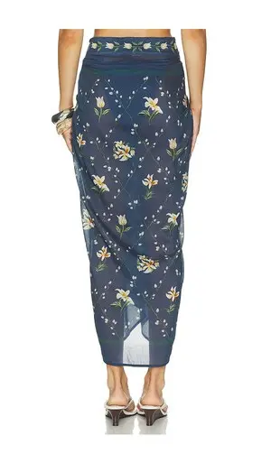 Agua Bendita Floral Print Midi Skirt