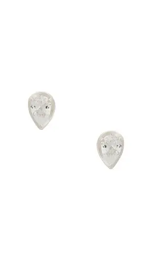 MAZIN JEWELS Pear Cut Cubic Zirconia Stud Earrings - Silver