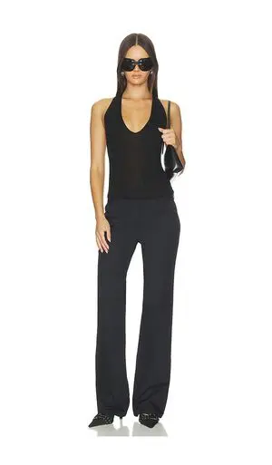 EB DENIM Valley Sheer Racer Tank Top - Black