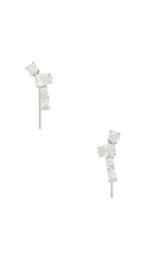 MAZIN JEWELS Luna Ear Climbers In Sterling With Cubic Zirconia - Silver