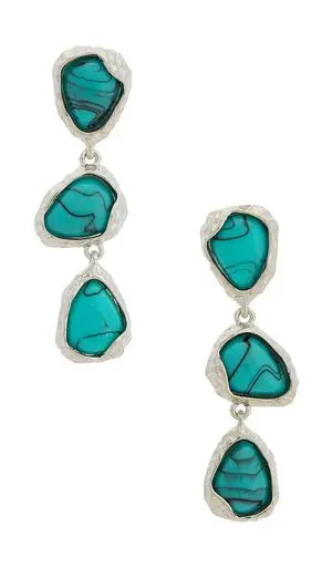 PETIT MOMENTS Silver-Tone Turquoise Drop Earrings