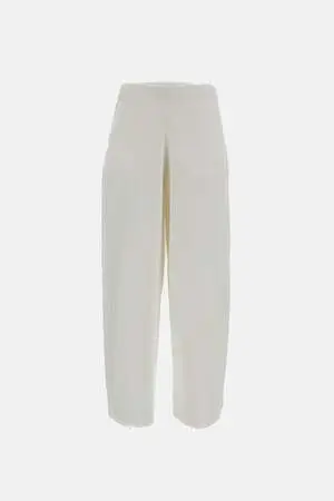 M.S.M. MILANO Stretch Cotton Wide-leg Trousers - White