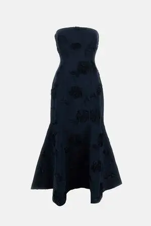 ROTATE BY BIRGER CHRISTENSEN Midi Dress With 3d Flowers - Blu