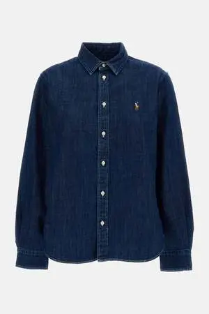 Polo Ralph Lauren Cotton-denim Shirt With Embroidered Pony Logo - Blu