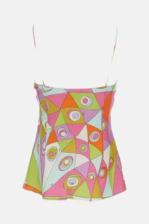 Emilio Pucci Printed Silk V-neck Top
