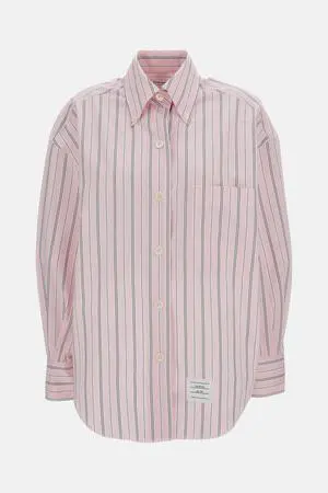 Thom Browne Thom Browne Oversized Striped Cotton Shirt Rosa