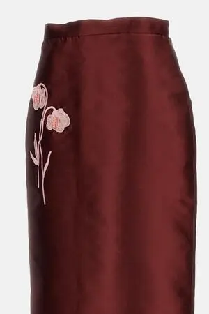 Erdem Midi Pencil Skirt With Mikado Embroidery - Rosso