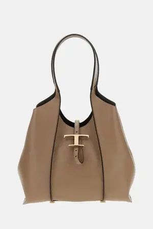 TOD'S T Timeless Small Shopping Bag In Leather - Brown
