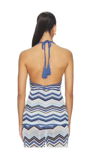 Devon Windsor Carina Halterneck Knit Top With Metallic Threading