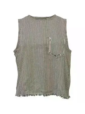 ALEXANDER WANG Pinstripe Raw-edge Top