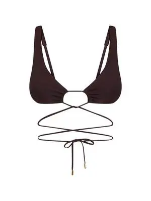 Moschino Wrap-around Tie-fastening Bikini Top - Brown