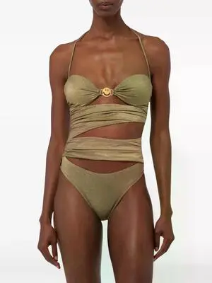 Moschino Lurex Cut-out One-piece Swimsuit With Smiley Detail