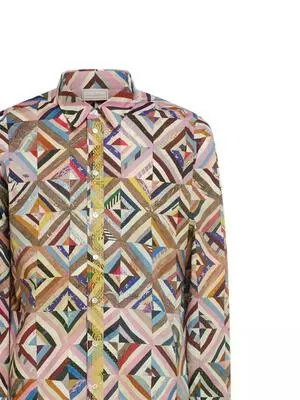 PIERRE-LOUIS MASCIA Geometric Print Patchwork Effect Shirt