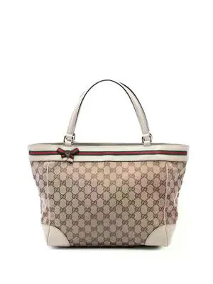 Gucci Gg Canvas Web Mayfair Tote Bag - White
