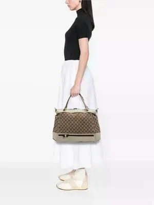 Gucci Gg Canvas Web Mayfair Satchel - Neutrals