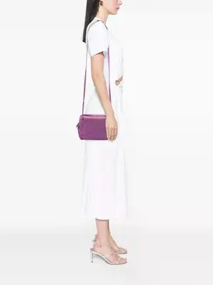 Bottega Veneta Nappa Intrecciato Nodini Double Zip Crossbody Bag - Purple