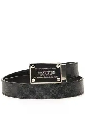LOUIS VUITTON 2011 Damier Graphite Inventeur Reversible Belt - Black