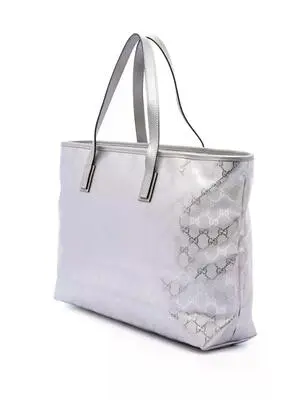 Gucci Large Gg Imprimé Tote Bag - Silver