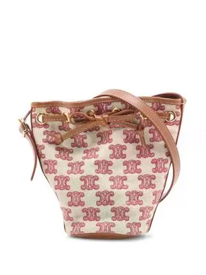 Celine Micro Triomphe Embroidered Canvas Drawstring Bucket Bag