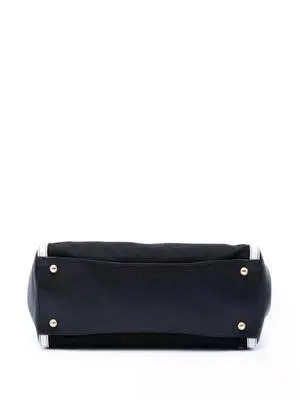 Prada Bicolor Saffiano Cuir Trimmed Canvas Satchel
