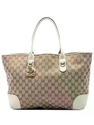 Gucci Gg Canvas Heart Bit Tote Bag - White