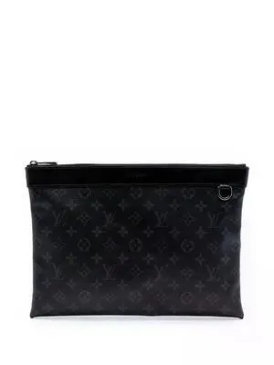 LOUIS VUITTON Monogram Eclipse Discovery Pochette Gm Clutch Bag - Black