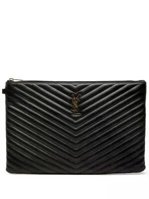 Saint Laurent Leather Monogram Document Holder Clutch