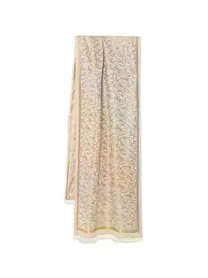 TRUSSARDI Jacquard-woven Frayed Scarf - Neutrals
