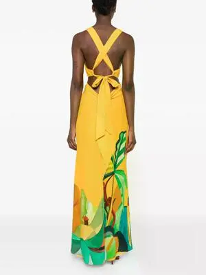 ALEMAIS Mokshini Graphic-print Cut-out Maxi Dress