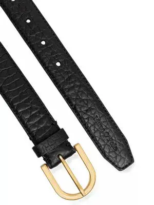 Marc O'polo Grainy Leather Belt With Gold-tone Hardware