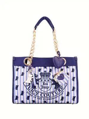 Juicy Couture Scottie Dog Item Tote Bag - Atlantas Thread/blue Stripe