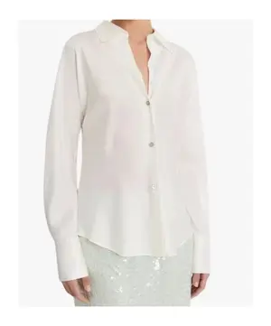 Vince Long-sleeved Shirt With Lapels And Curved Hem