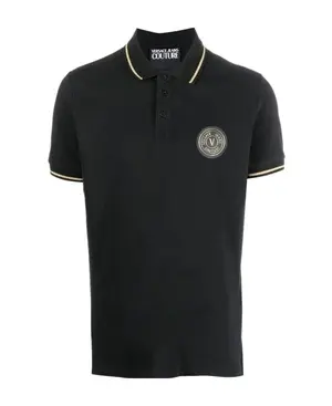 Versace Chest Logo-patch Polo Shirt