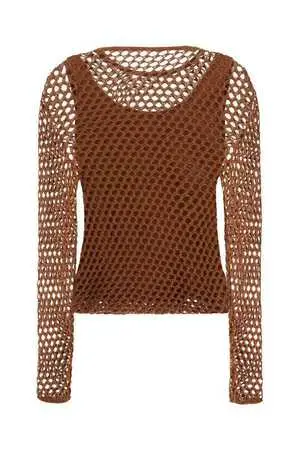 Alberta Ferretti Mesh Long-sleeve Top