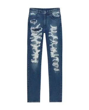 Givenchy Slim Fit Destroyed Jeans - Medium Blue