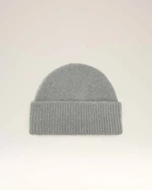 AMI Paris Logo Embroidered Ribbed Beanie - Gray