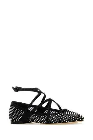 JIMMY CHOO Embellished Mesh Astoria Ballerinas With Straps