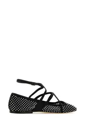 JIMMY CHOO Embellished Mesh Astoria Ballerinas With Straps