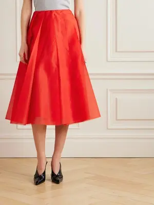 Altuzarra Pleated Silk-organza Midi Skirt