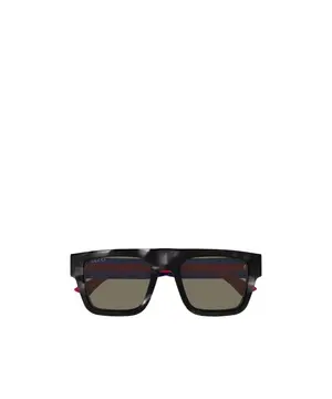 Gucci Square Frame Sunglasses With Temple Logo Details - Black