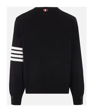 Thom Browne 4-bar Milano Stitch V-neck Cardigan - Black