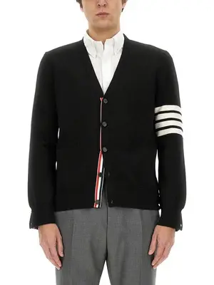 Thom Browne 4-bar V-neck Cardigan - Black