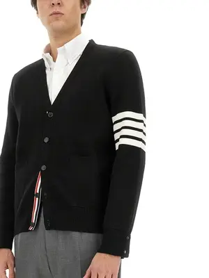 Thom Browne 4-bar V-neck Cardigan - Black