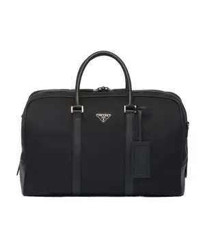 Prada Logo Plaque Zipped Travel Bag - Black