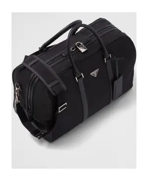 Prada Logo Plaque Zipped Travel Bag