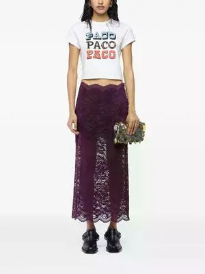 Rabanne Layered Lace Midi Skirt